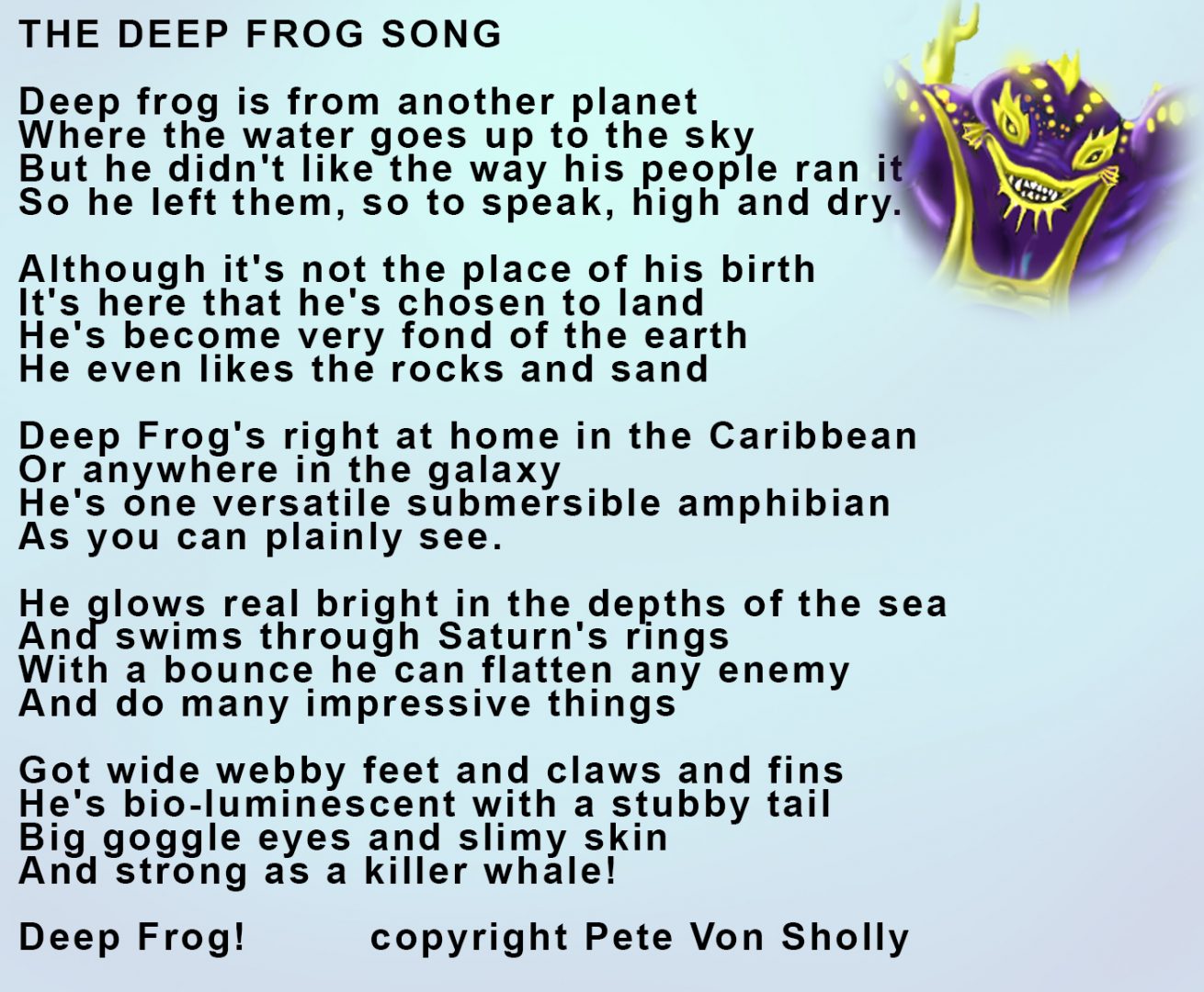SING ALONG with DEEP FROG SONG – VONSHOLLYWOOD.NET